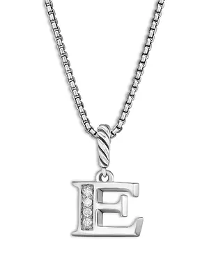 David Yurman Initial Pendant Necklace With Diamonds - E