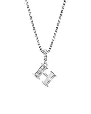 David Yurman Initial Pendant Necklace With Diamonds - H