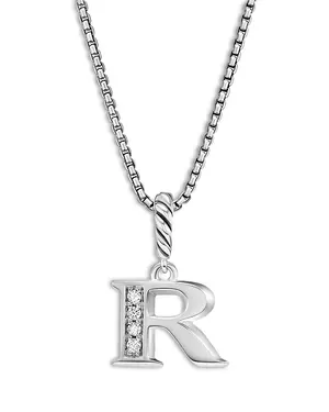 David Yurman Pave Initial Pendant Necklace - R