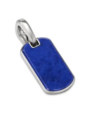 David Yurman Chevron Tag In Sterling Silver, 21mm - Blue/silver