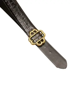 Maje Clover Croc Embossed Leather Belt