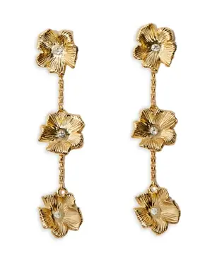 Maje Stone Accented Flower Cascade Drop Earrings - Gold
