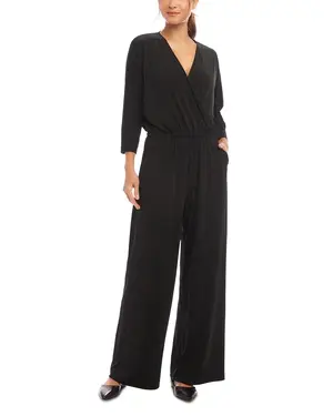Karen Kane Crossover Neck Jumpsuit - Black