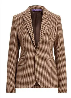 Ralph Lauren Parker Houndstooth Tweed Jacket In - Brown