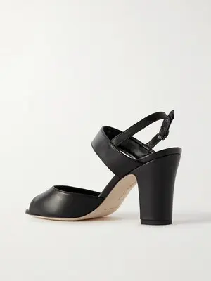 Manolo Blahnik Khiko 90 Leather Slingback Sandals - Black