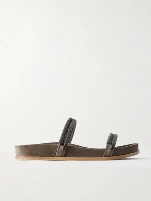Brunello Cucinelli-Brunello Cucinelli Bead-Embellished Slides