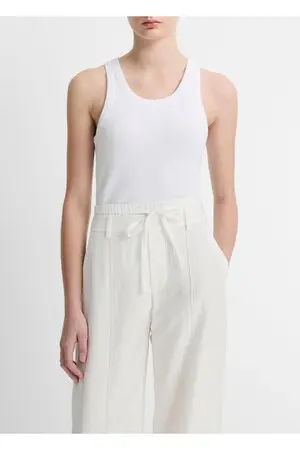 Vince Ribbed Scoop-neck Tank - White