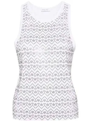 Patrizia Pepe Rhinestone-embellished Jersey Tank Top - White