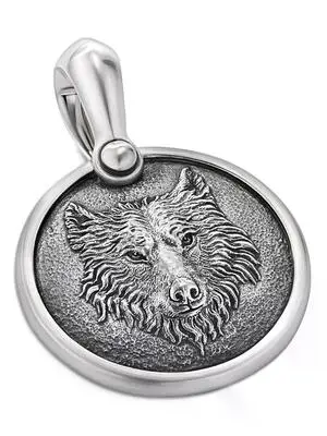 David Yurman Sterling Silver Wolf Diamond Amulet - Grey