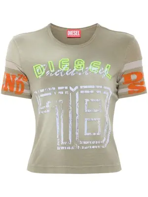 DIESEL® T-uncusl Flocked-logo T-shirt Green
