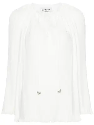 LANVIN Plissé Lace-up Blouse - White