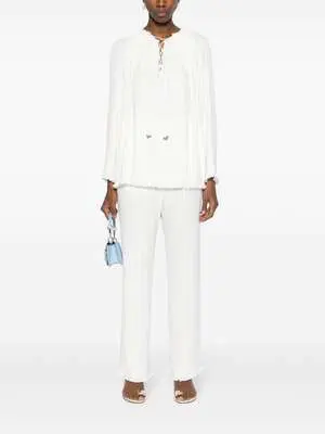 LANVIN Plissé Lace-up Blouse - White