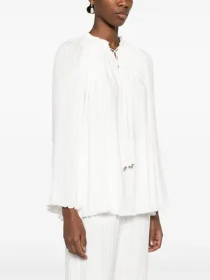 LANVIN Plissé Lace-up Blouse - White