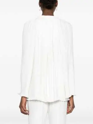 LANVIN Plissé Lace-up Blouse - White