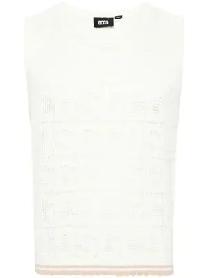 Gcds Monogram Macramé Sleeveless Jumper - Neutrals
