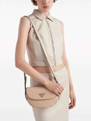 Prada Arqué Leather Shoulder Bag - Neutrals