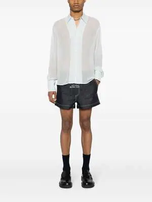 Gcds Logo-embroidered Silk Shirt - Blue