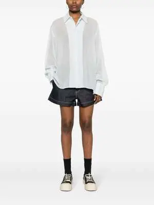 Gcds Logo-embroidered Silk Shirt - Blue