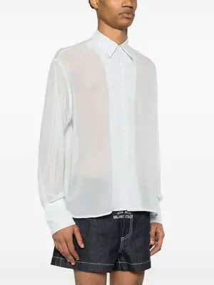 Gcds Logo-embroidered Silk Shirt - Blue