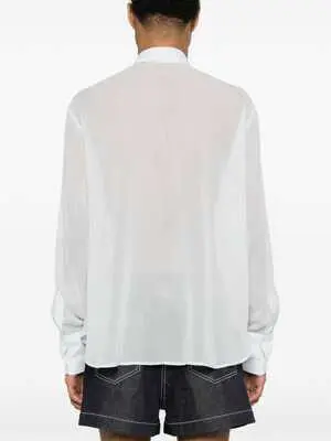 Gcds Logo-embroidered Silk Shirt - Blue