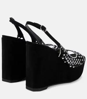 Rene Caovilla Embellished Suede Platform Sandals