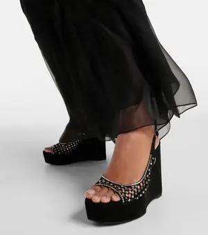 Rene Caovilla Embellished Suede Platform Sandals