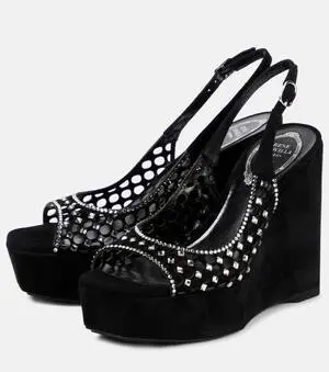 Rene Caovilla Embellished Suede Platform Sandals