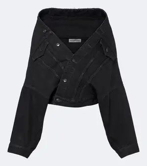 Balenciaga Balenciaga Denim Jacket With Classic Collar And Embroidered Detail Black