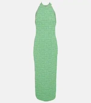 Balmain Monogram Openwork Midi Dress