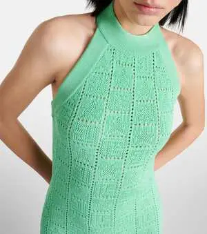 Balmain Monogram Openwork Midi Dress