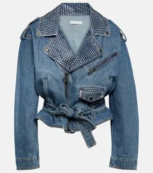 AREA Crystal-embellished Denim Jacket