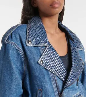 AREA Crystal-embellished Denim Jacket