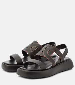 TOD'S Catena Leather Sandals - Black