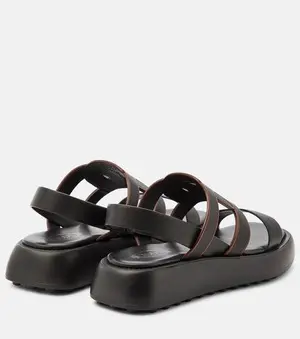 TOD'S Catena Leather Sandals - Black