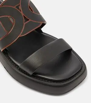 TOD'S Catena Leather Sandals - Black