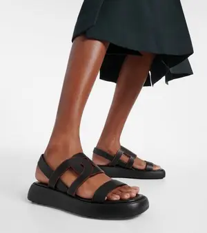 TOD'S Catena Leather Sandals - Black