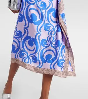 Dries Van Noten Printed Silk Twill Wrap Skirt