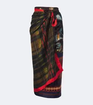 Dries Van Noten Dries Van Noten Printed Silk Twill Wrap Skirt Multicoloured