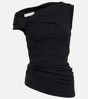 Alexander McQueen One-shoulder Cotton-blend Top