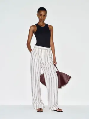 REFORMATION Alex Linen Mid Rise Pant Ivory