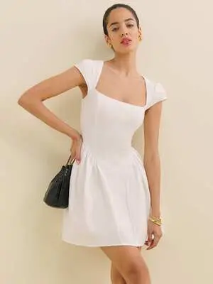 REFORMATION Oaklyn Linen Mini Dress - Ivory