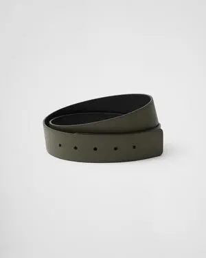Prada Reversible Saffiano Leather Belt Strap - Loden/black