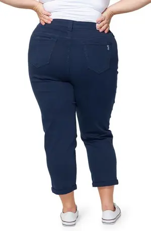 SLINK JEANS High-rise Ankle Boyfriend Jeans - Blue Night