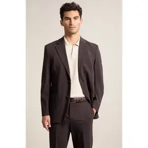Nordstrom Henrik Trim Fit Solid Stretch Wool Suit Jacket - Brown Mole