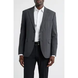 Nordstrom Henrik Trim Fit Solid Stretch Wool Suit Jacket - Grey Charcoal