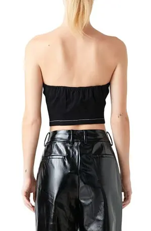 GREY LAB Zip Front Strapless Top