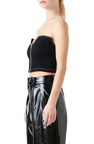 GREY LAB Zip Front Strapless Top
