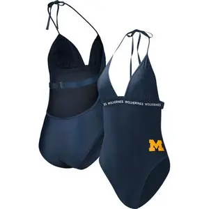 G-III 4HER BY CARL BANKS Michigan Wolverines Full Count One-piece Swimsuit - Navy