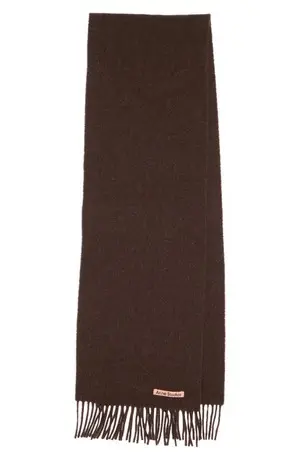 Acne Studios Canada Wool Fringe Scarf Brown Melange
