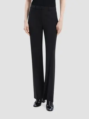 Theory Stretch Wool Straight Full-length Trousers - Black